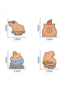 4pcs Cute Capybara Enamel Pins Custom Don't Worry Be Capy Brooches ...