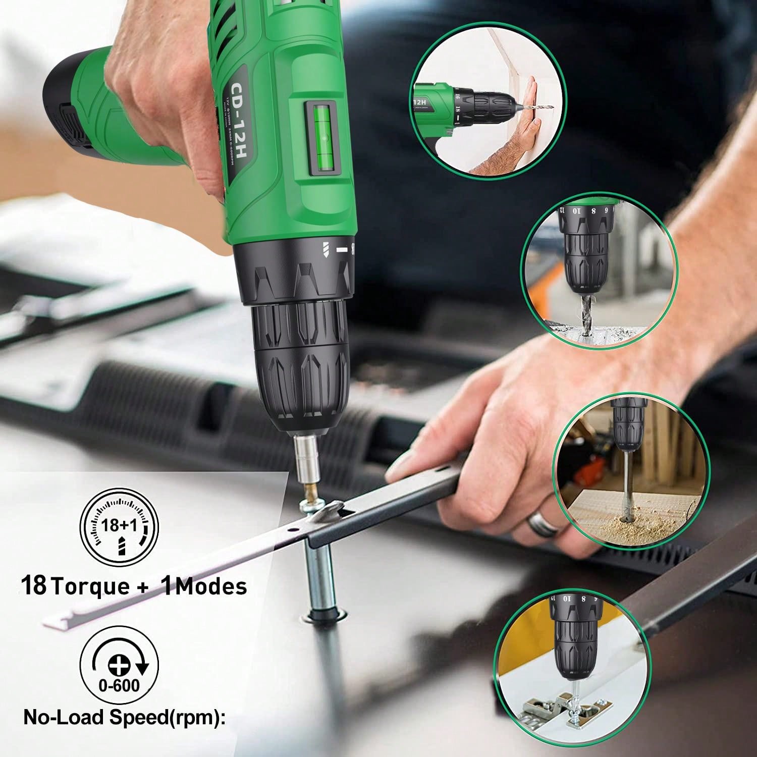 Tegatok 12V All-In-One Cordless Lithium-Ion Drill, Multifunctional ...