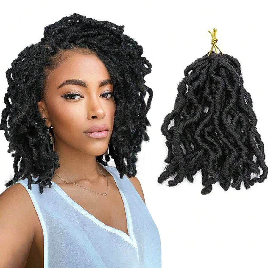 8 Inches 1 Packs Pre 20 Strands Faux Locs Crochet Hair Natural Black ...