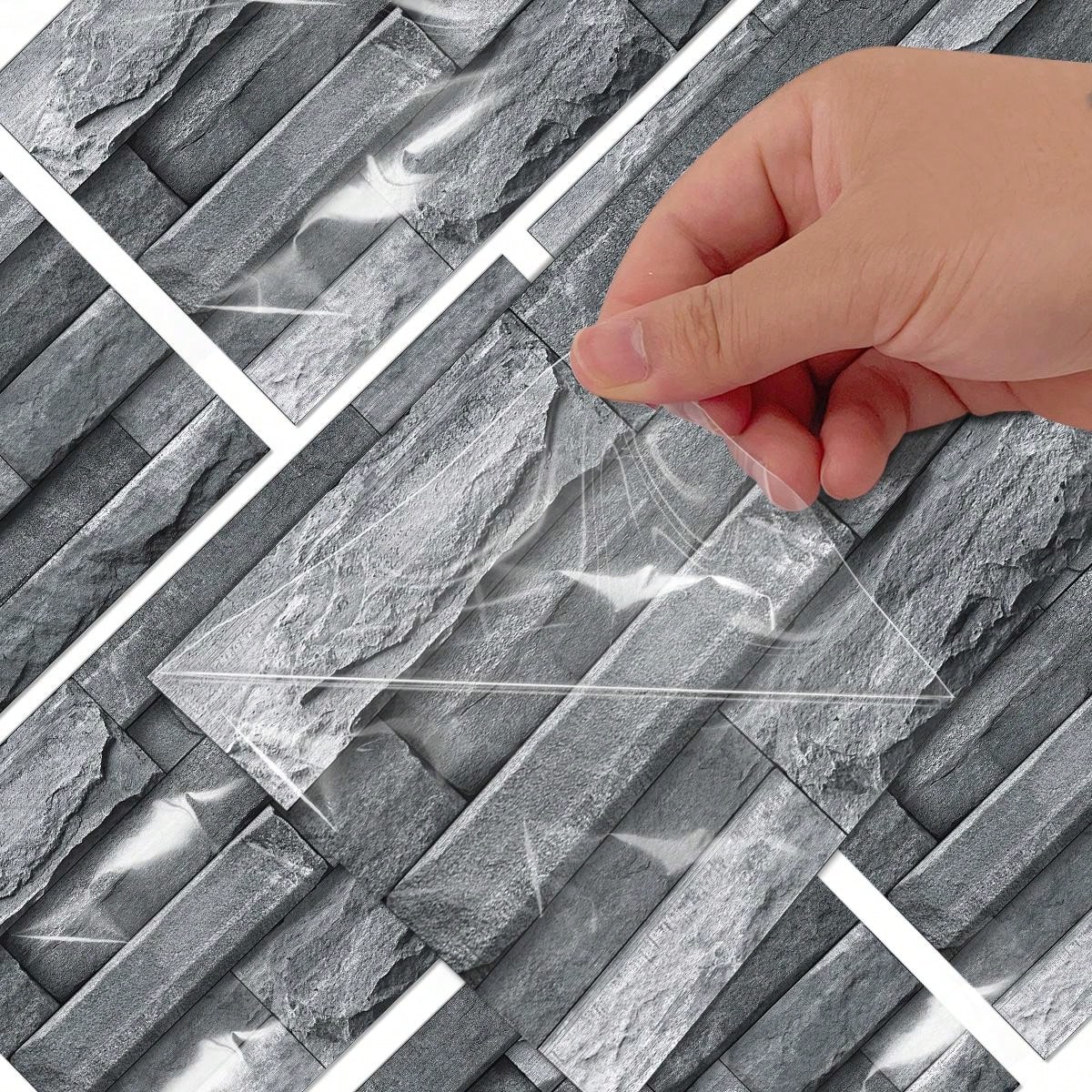 30x15cm Thickened PVC Tile Sticker Tile Transfer, Retro Stone Effect ...