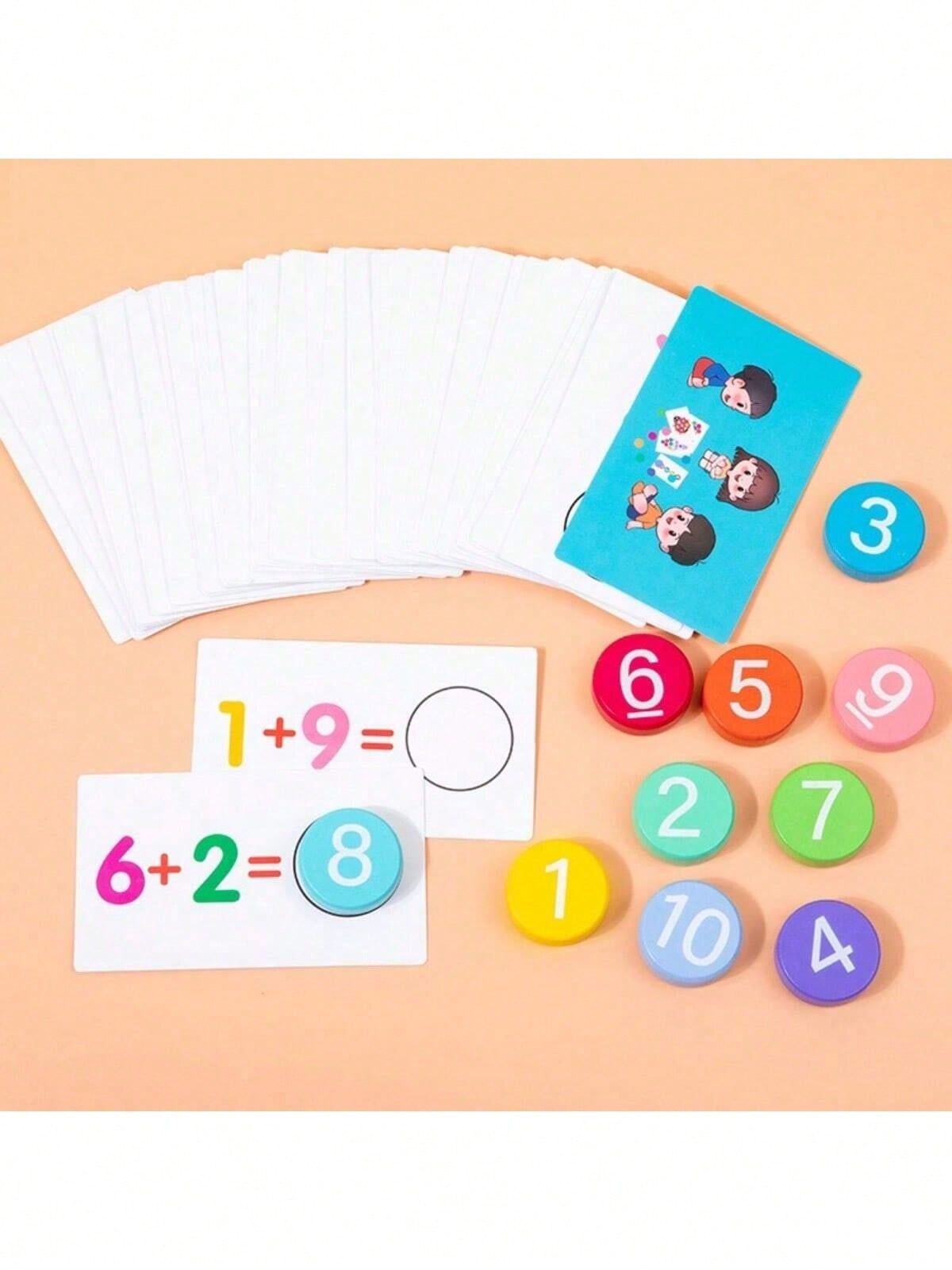 Children Wooden Math Arithmetic Learning Toys With Cards Reading Blocks ...