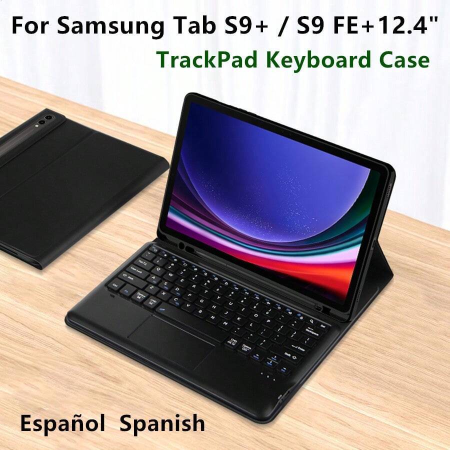 Estuche de teclado TrackPad en español compatible con Samsung Galaxy Tab S9+ / S9 FE+ 12.4 ...