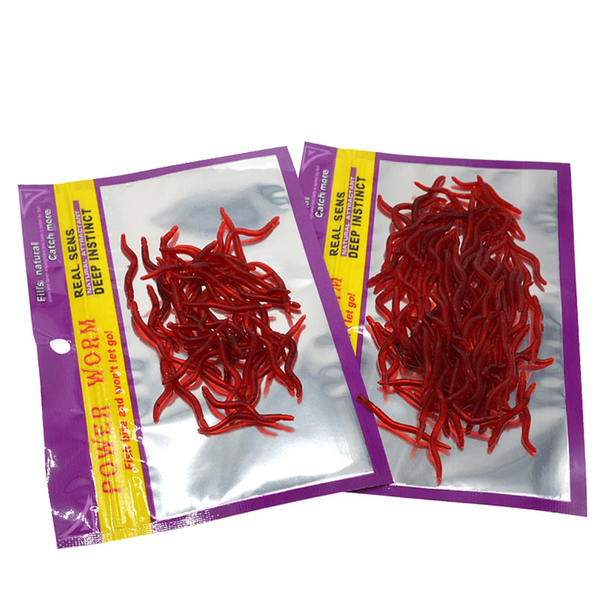 Fishing Essential: 50pcs Soft Plastic Worm Baits With Fishy Scent, Red ...