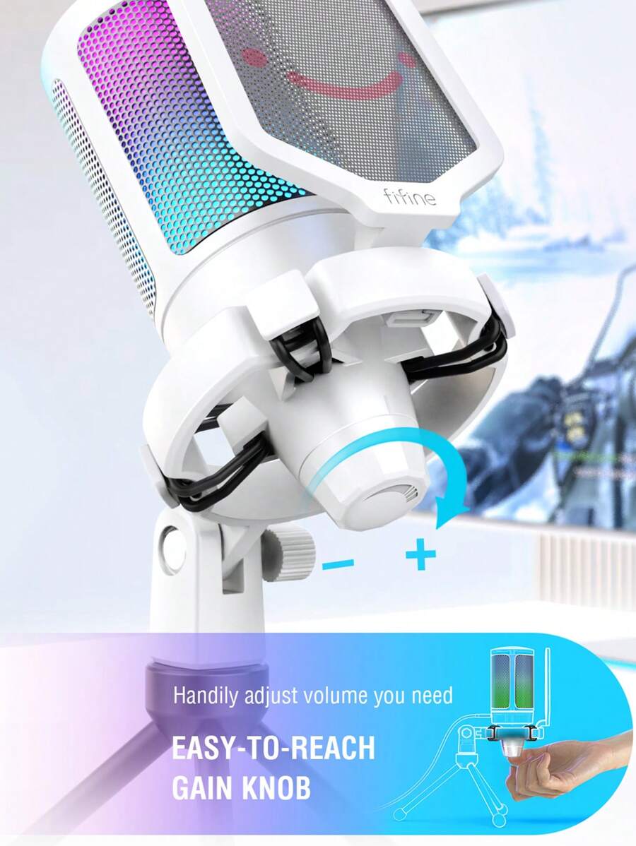 FIFINE AmpliGame USB Microphone, PC Gaming Recording Desktop Laptop Mic ...