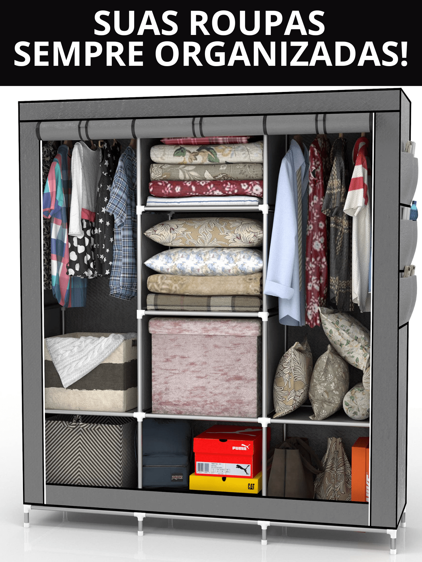 Guarda Roupa Dobrável Armário Organizador Portátil Multiuso Grande ...