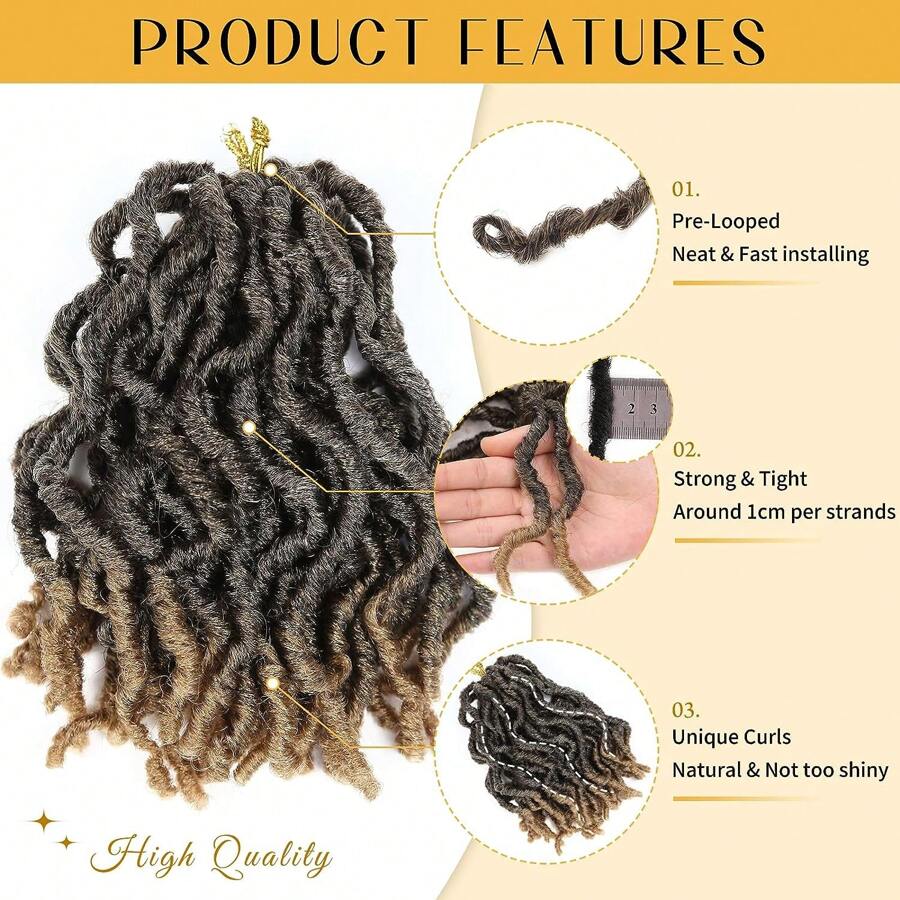 8 Inches 1 Packs Pre 20 Strands Faux Locs Crochet Hair Natural Black ...