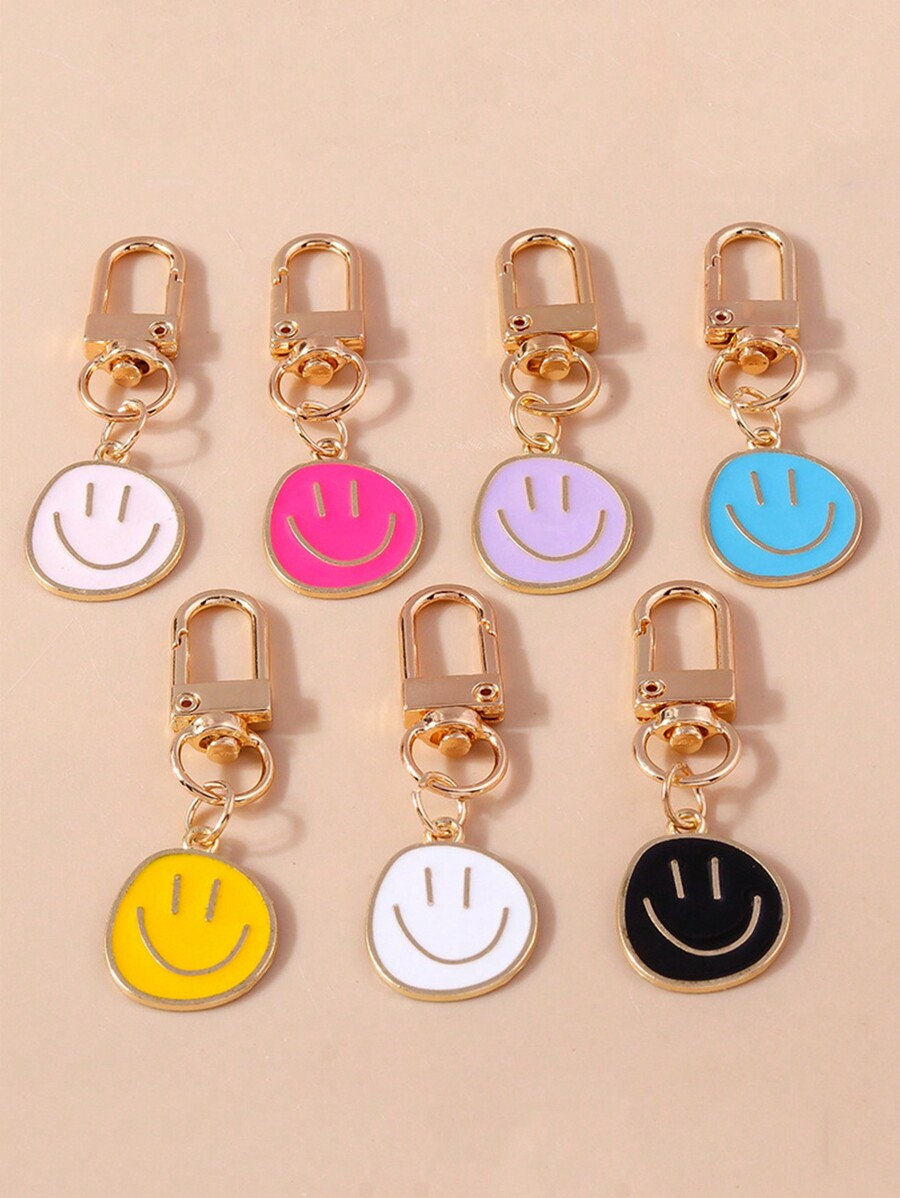 Fashion Cute Bag Charms Yellow Pink Blue Black Enamel Metal Happy Smile ...