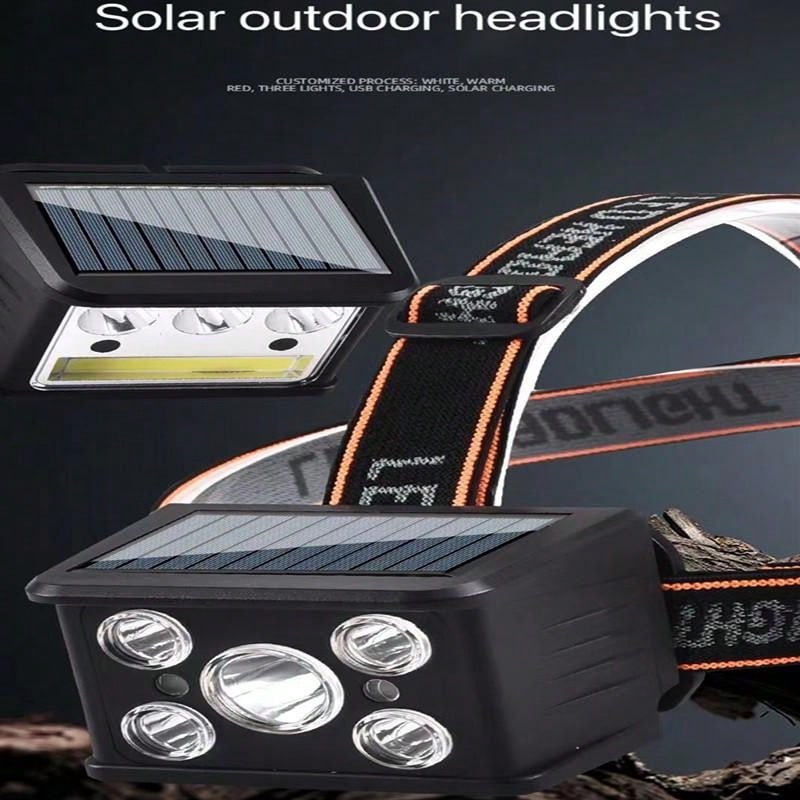 New Solar Powered Cob Charging Headlamp Led Headlight Headband-type ...