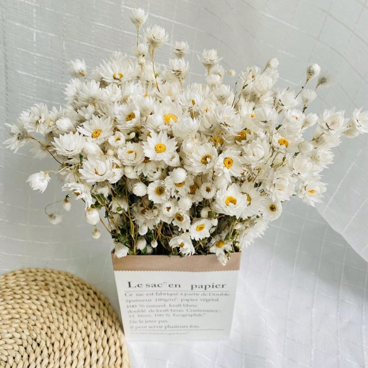1 Set Reed Dried Flower Bouquet/small Daisy/reed/fringe/natural Real ...