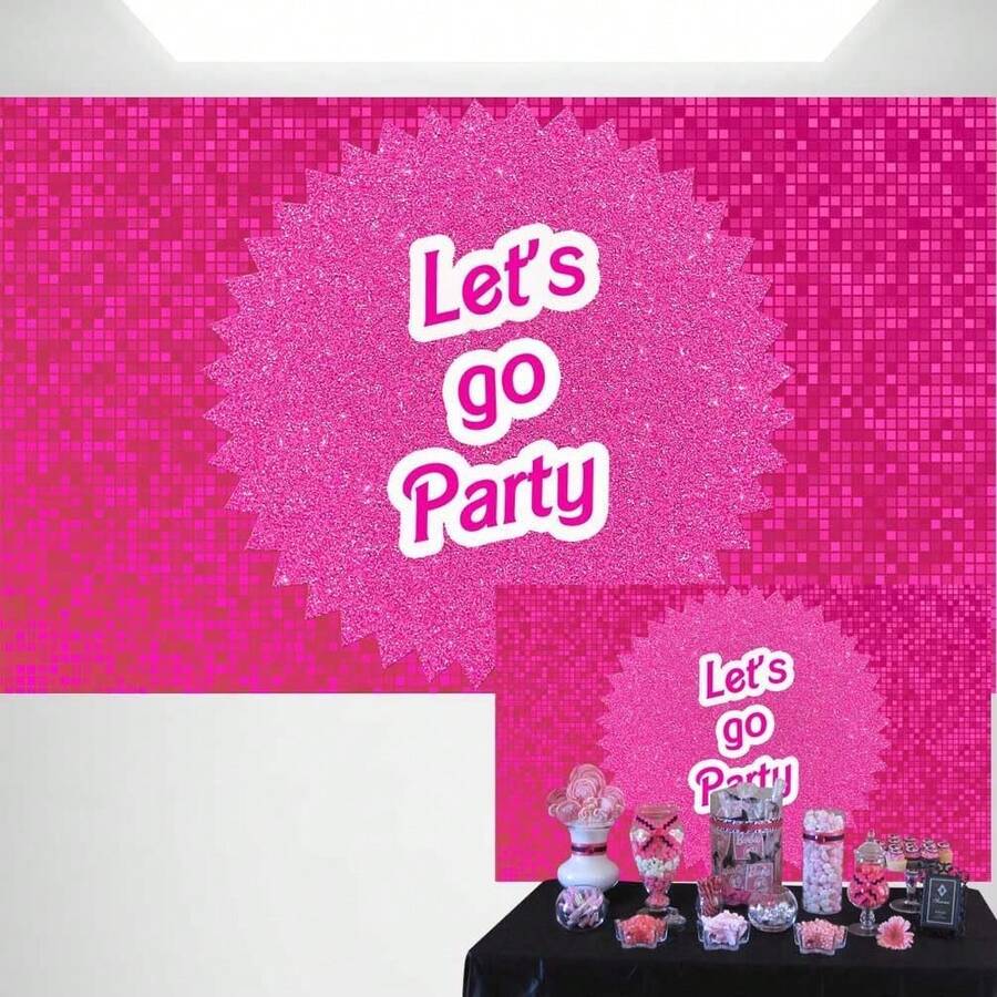 Pink Glitter Background Girls' Birthday Party Decoration Movie Theme ...