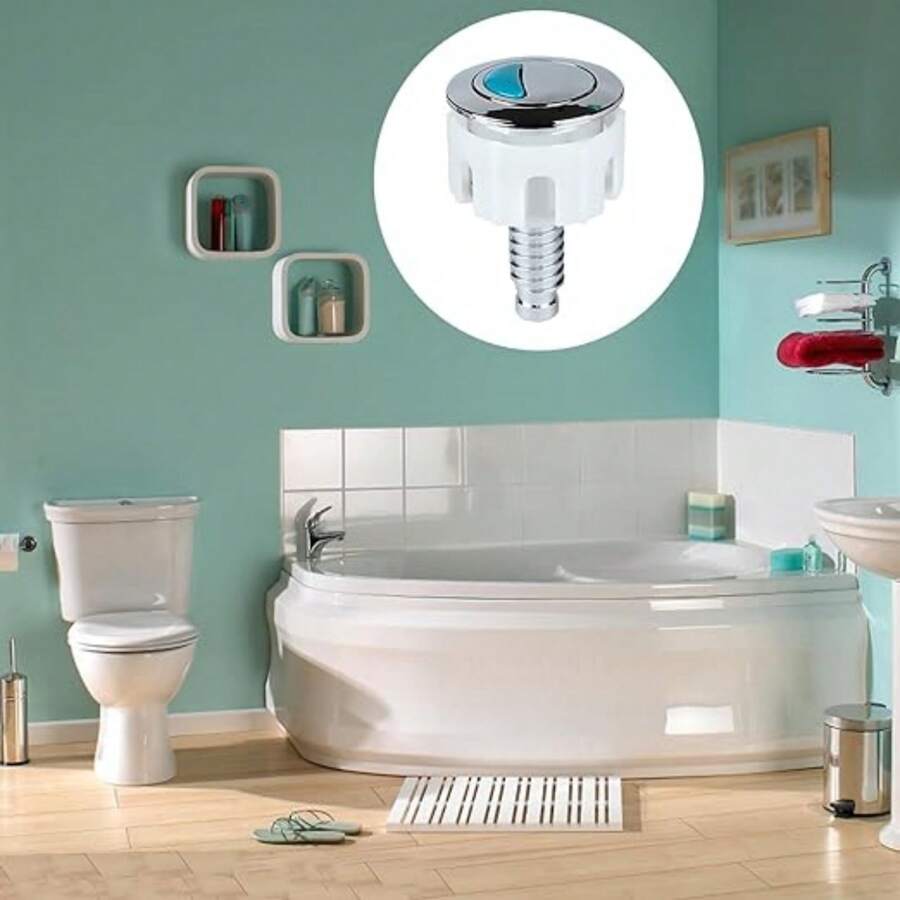 1pc Toilet Flush Button, Toilet Button,Round Head Dual Toilet Push ...