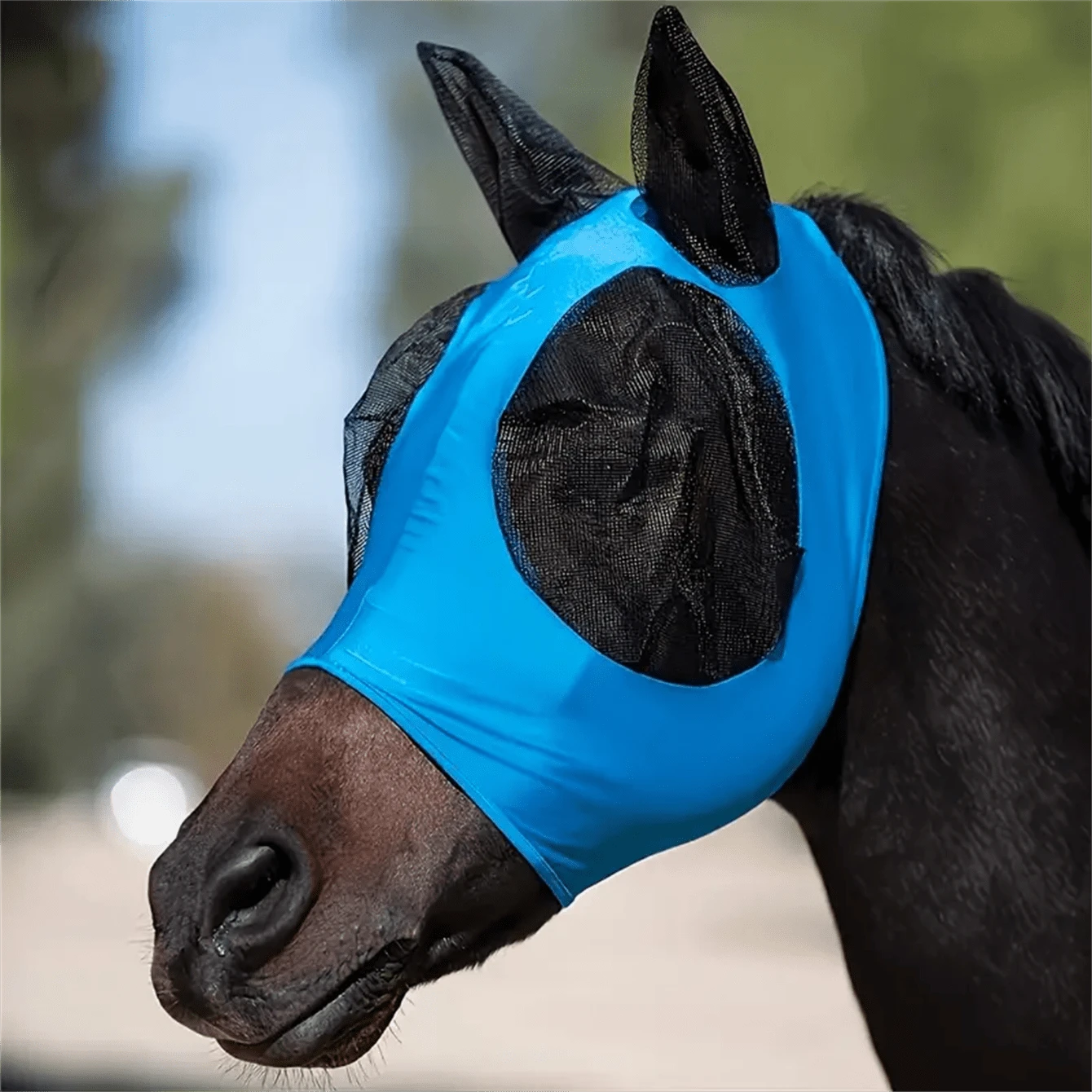 1 pieza Máscara de cabeza de caballo transpirable de poliéster azul ...