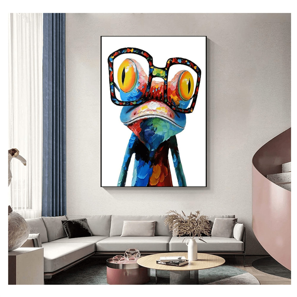 Frameless Cute Frog Wall Art Graffiti Art Canvas Paintings Abstract ...