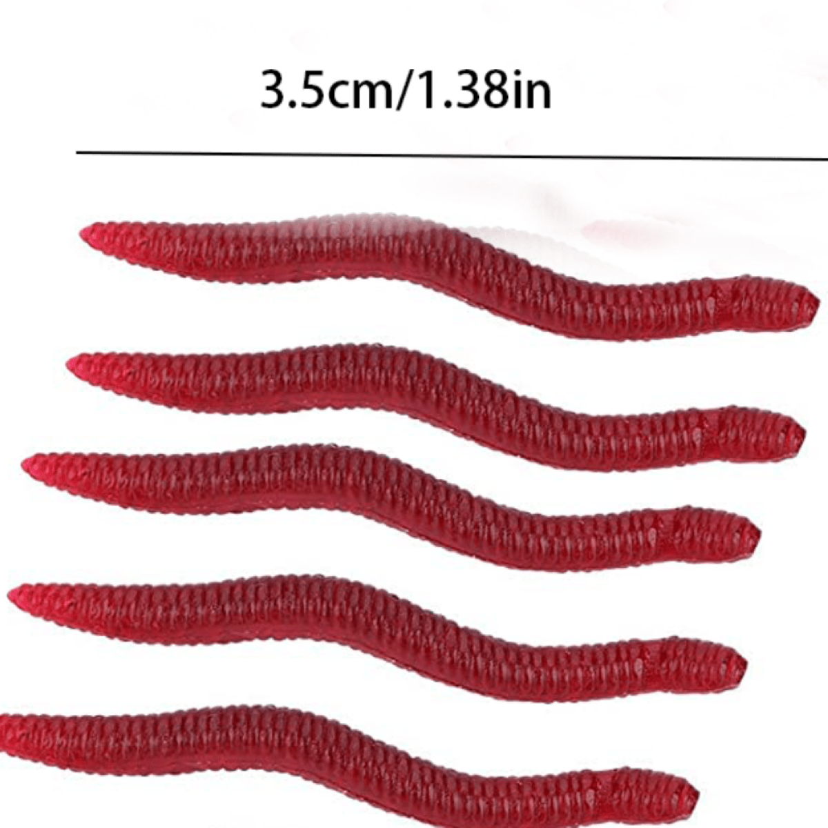 Fishing Essential: 50pcs Soft Plastic Worm Baits With Fishy Scent, Red ...