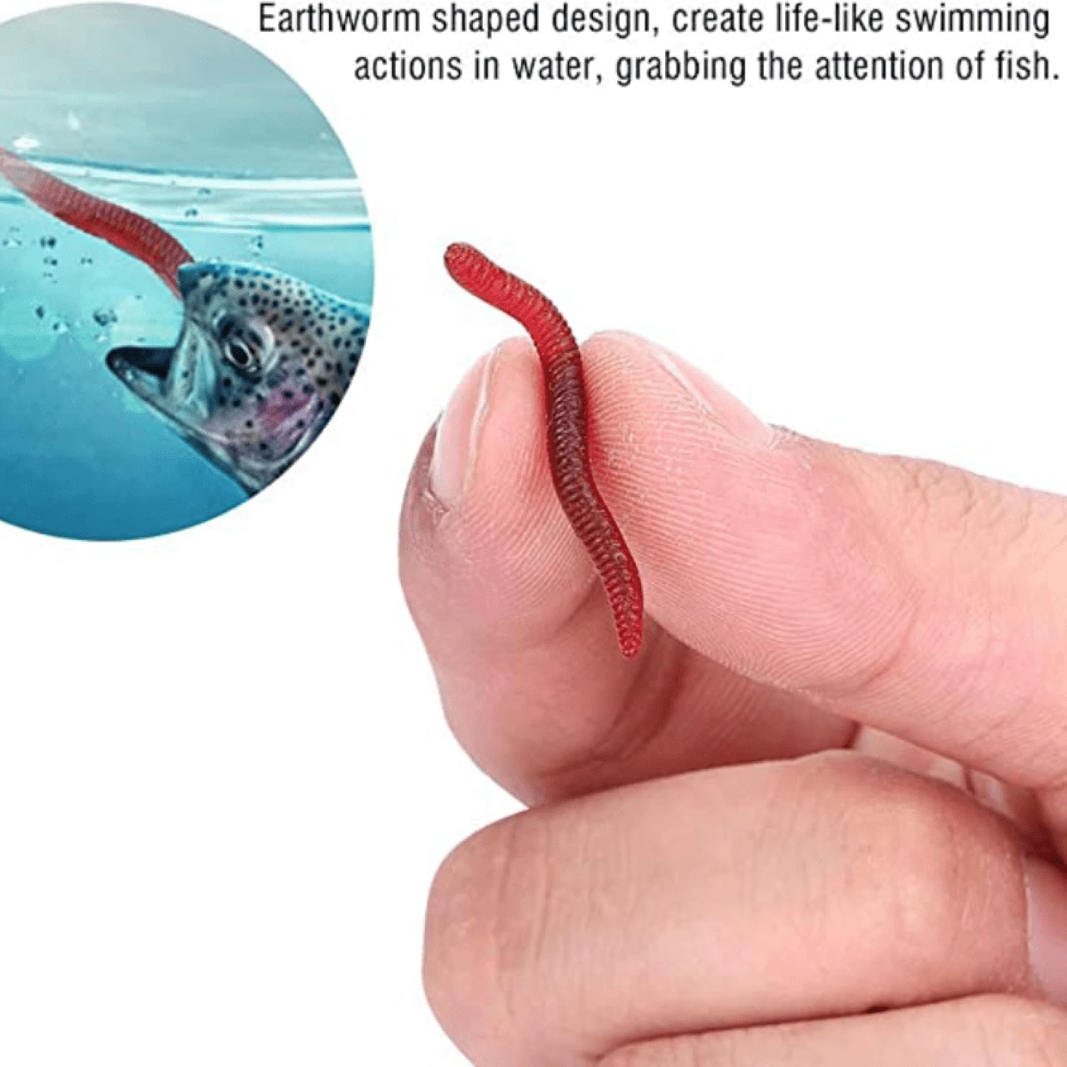 Fishing Essential: 50pcs Soft Plastic Worm Baits With Fishy Scent, Red ...