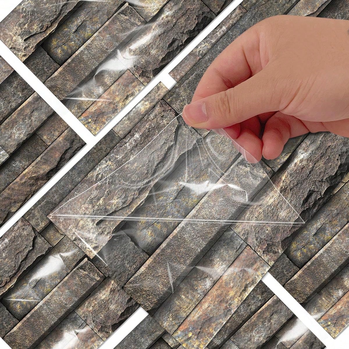 30x15cm Thickened PVC Tile Sticker Tile Transfer, Retro Stone Effect ...