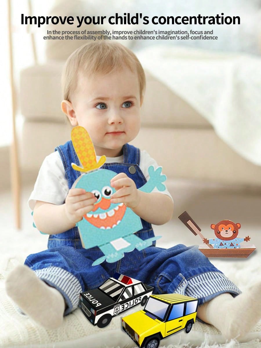 3d Themed Paper Folding Toy For Children, Handmade Animal & Car Design ...