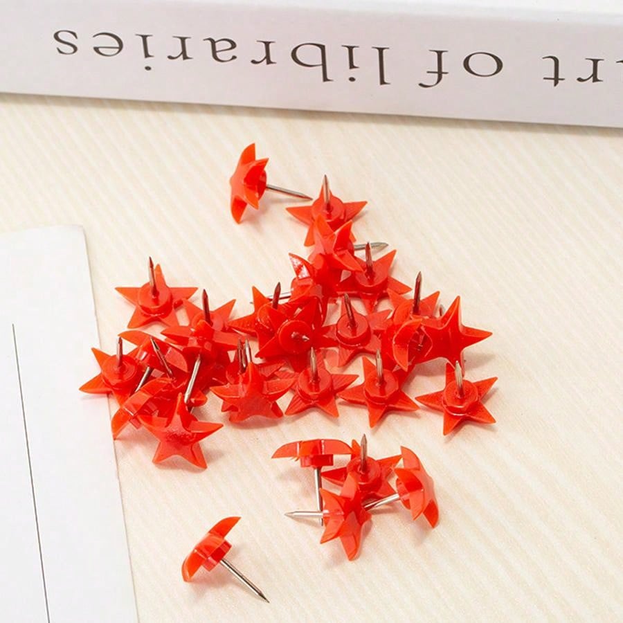 20pcs/box Creative Red Five-pointed Star Design Plastic Push Pins, Diy Board & Photo Wall Map ...