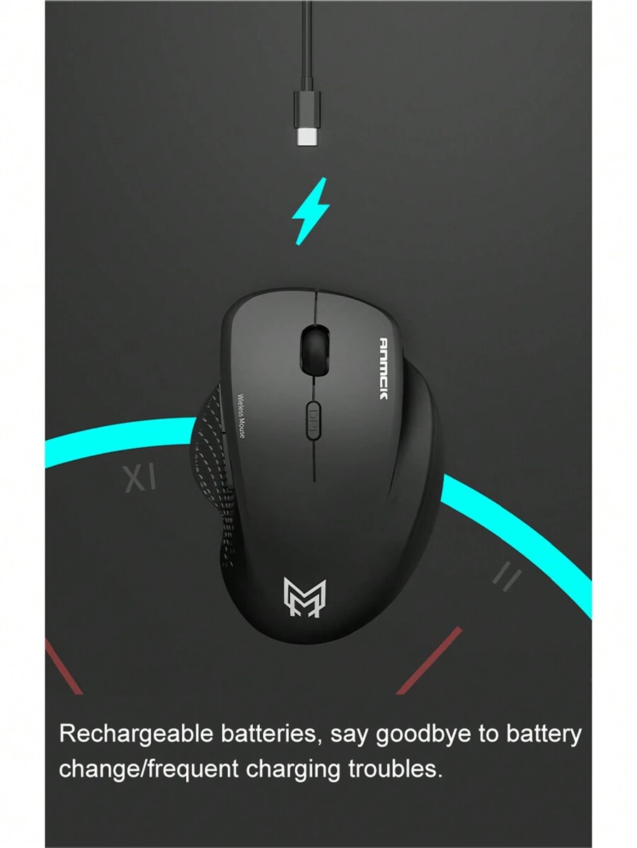 Anmck-PM2 Wireless Gaming Mouse, Silent Optical Mouse, USB Rechargeable ...