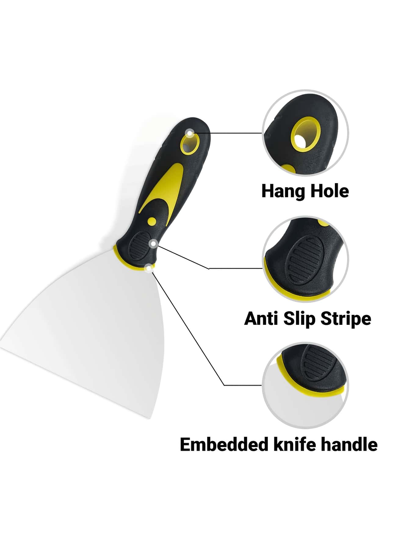 4 Packs Putty Knife Scraper, 2" 3" 4" 5" Putty Knife Set, Stainless ...