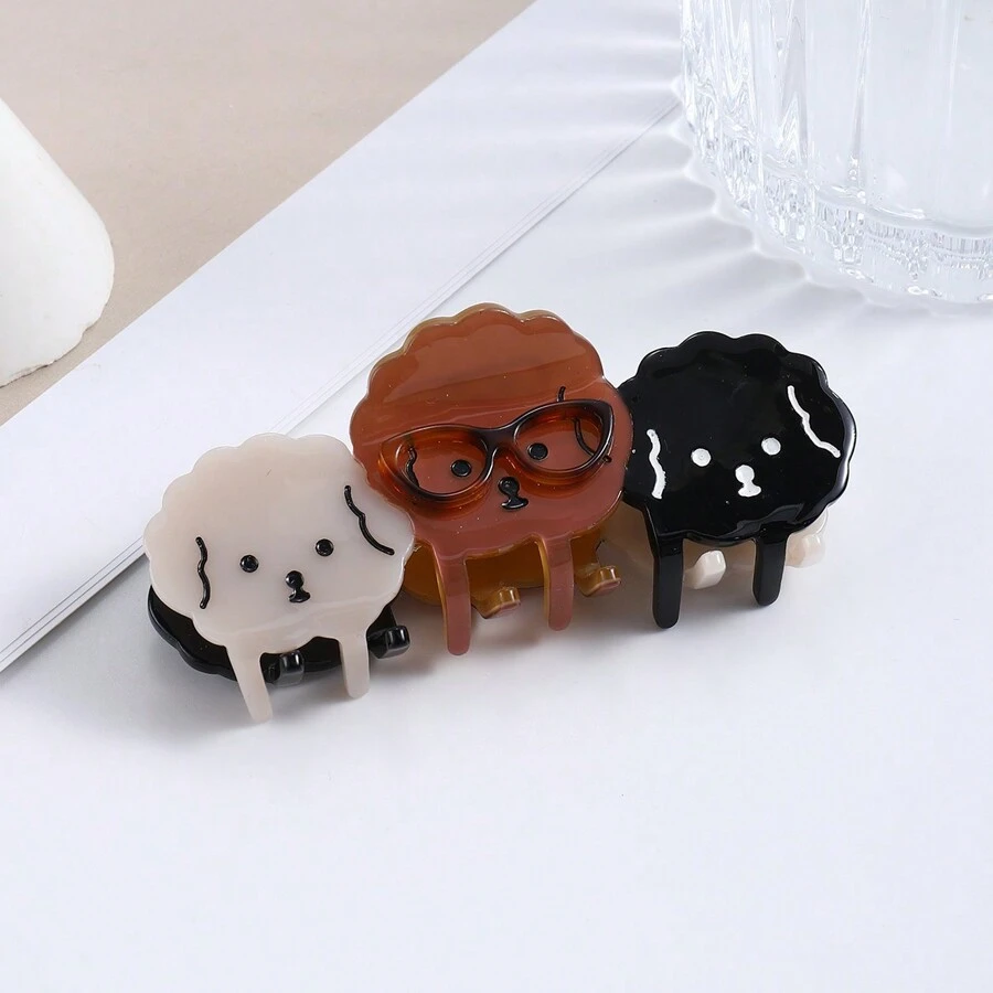 1pc Acetate Three-Eyed Glasses & Paw-Shaped Hair Clip For Women Cute ...