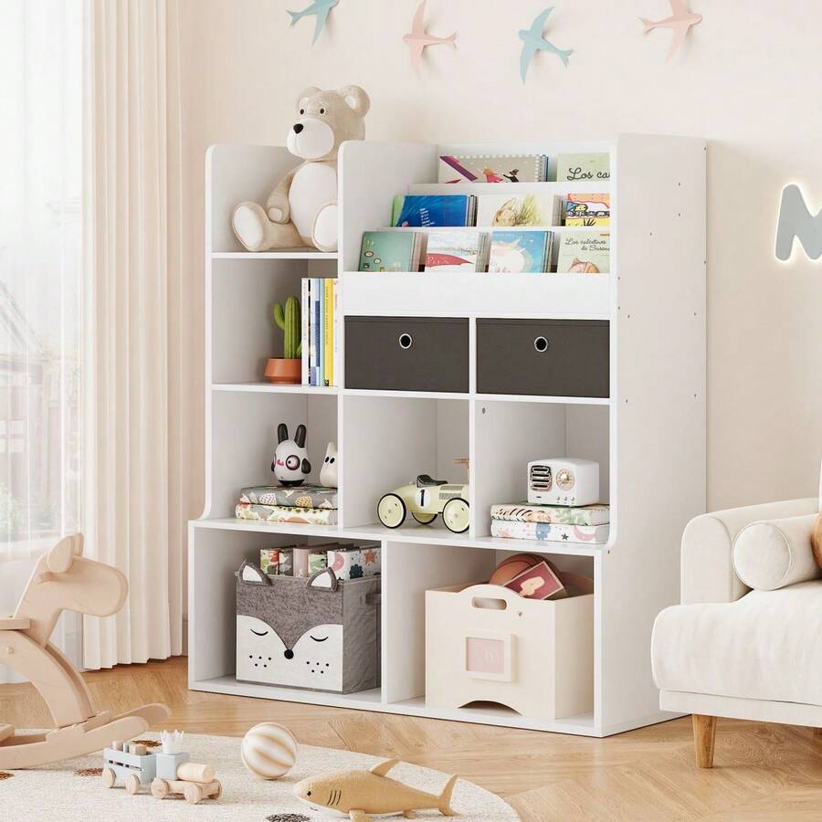 Toy Storage Organizer 47.8in Kids Bookshelf with Drawers Modern ...