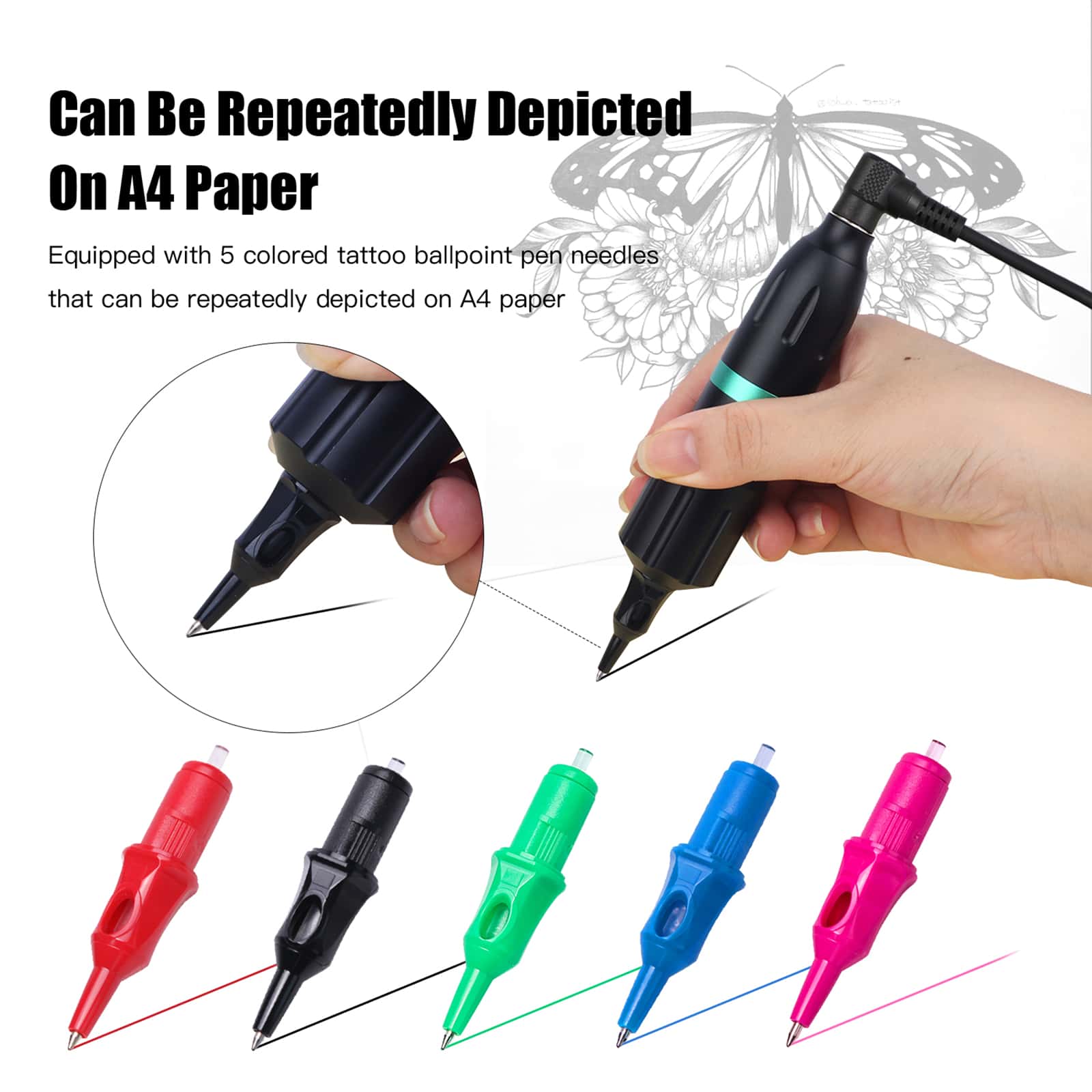 Tattoo Ballpoint Pen Needle For Practicing Tattoo Patterns On A4 Paper ...