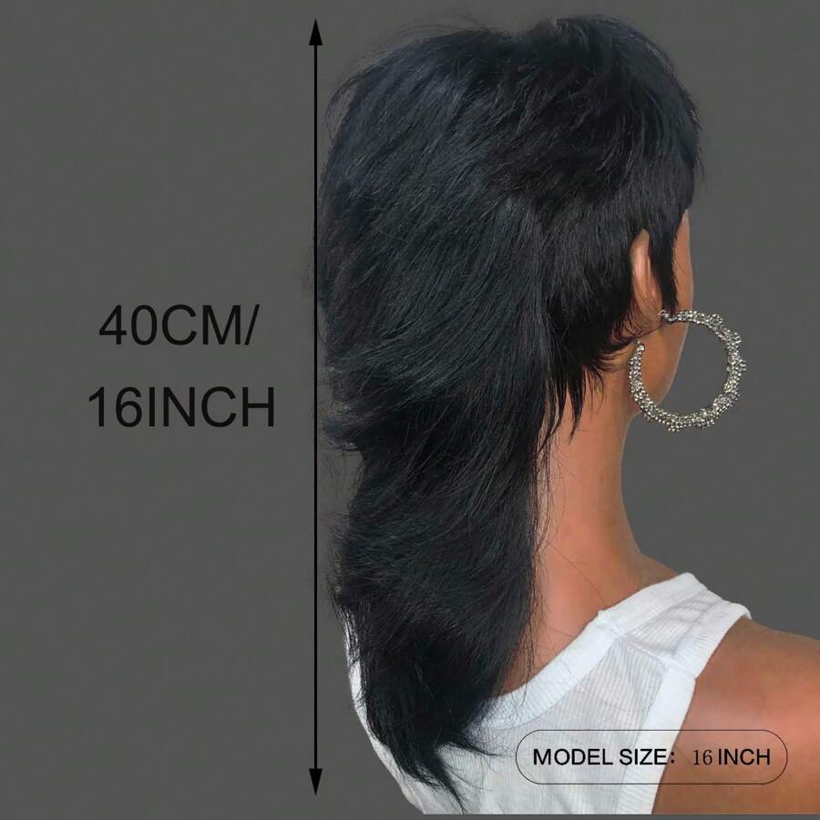 Full Machine Made Short Curly Dovetail Hair Wig with Bangs for Women ...