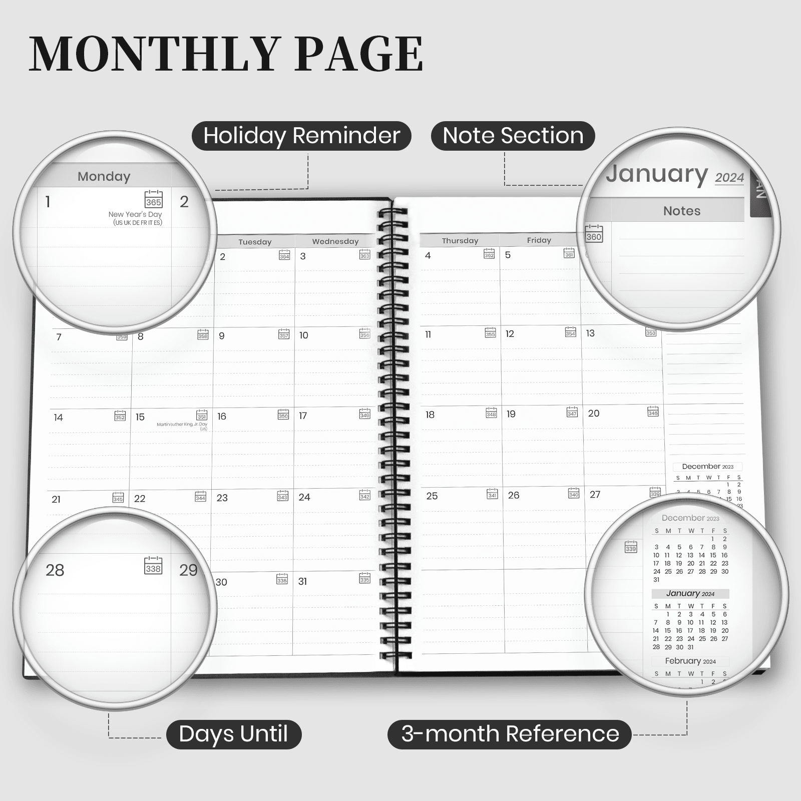 1pc 2024 Planner Weekly & Monthly Agenda, Plastic Cover, 8.5" X 11 ...