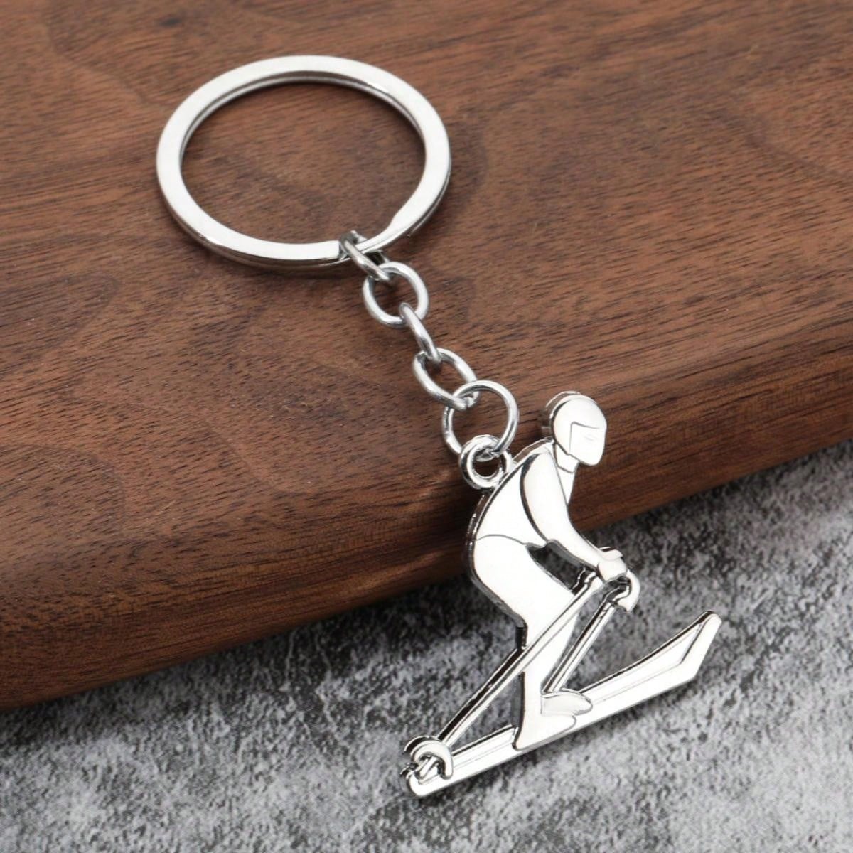 1pc Unisex Alloy Ice Sport Skiing Person Keychain For Bag Decoration ...