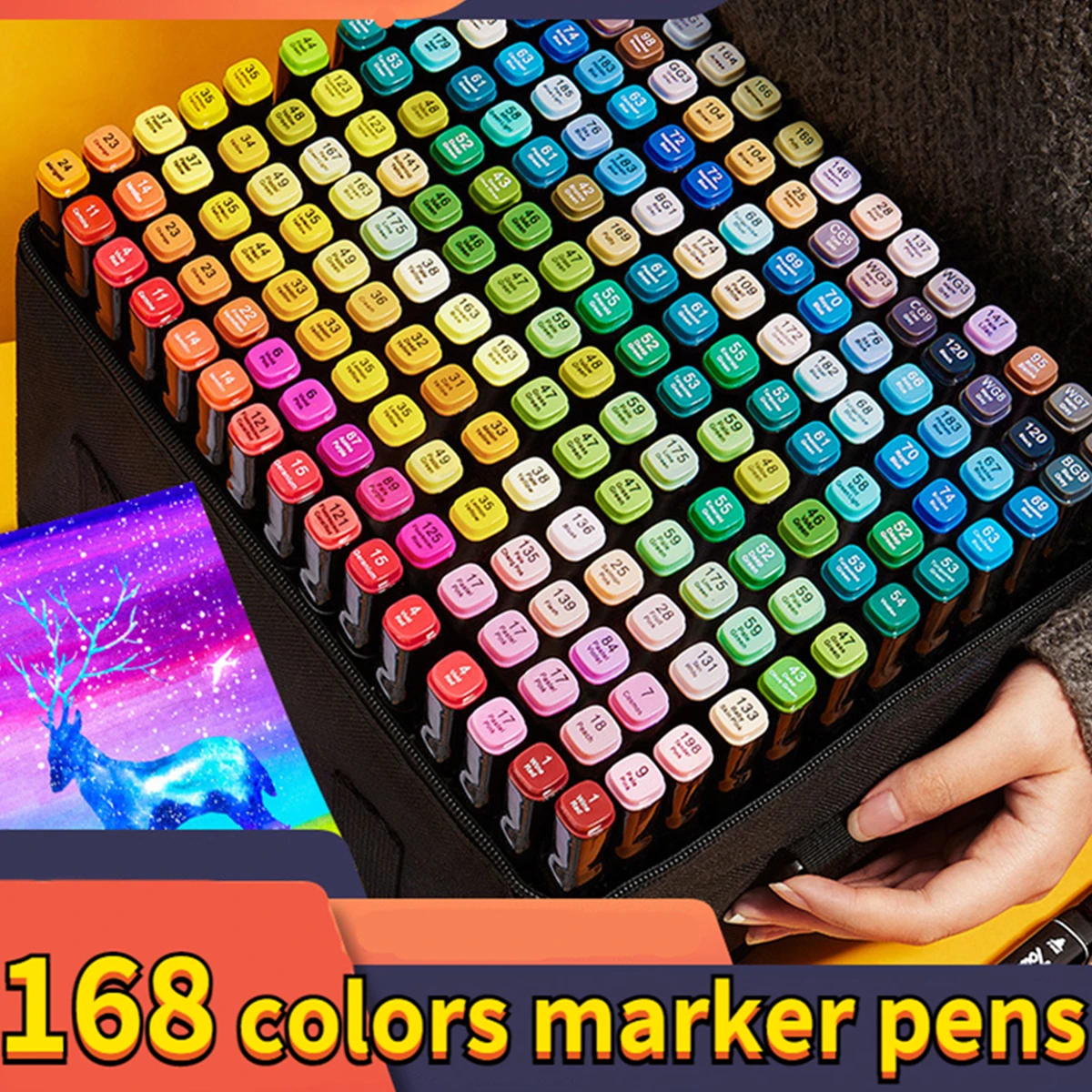 168 Colors Brush Tip Markers, Double Tip Markers, Professional Alcohol ...