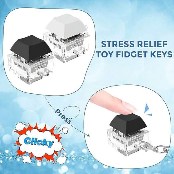 1pc Keyboard Styled Fidget Toy Keychain For Stress Relief And Anxiety ...