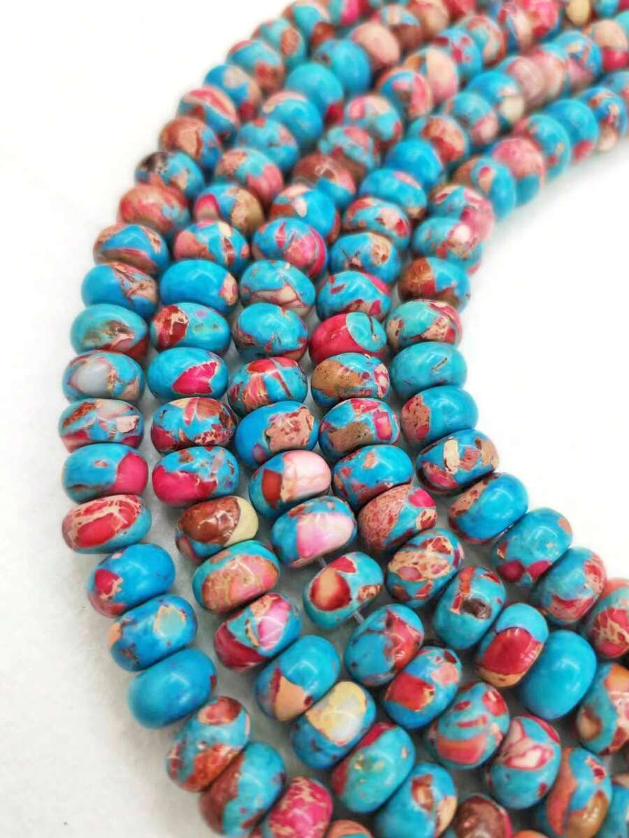 1 String Of 38 Round Abacus Beads Made Of Natural Imperial Stone, Great ...