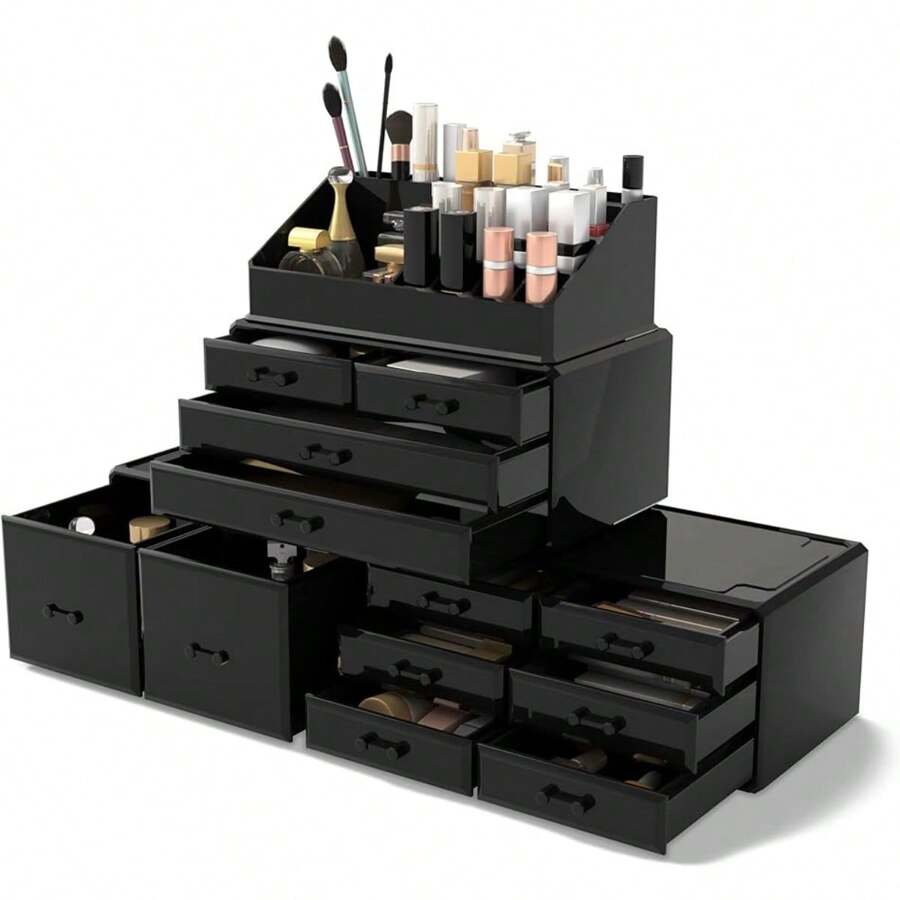 Makeup Cosmetic Organizer Storage Drawers Display Boxes Case With 12 ...