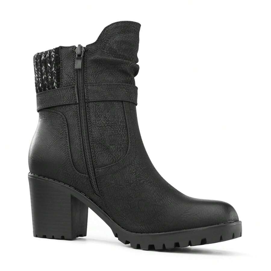 Hawkwell Women's Zipper Chunky Heel Ankle Booties | SHEIN USA