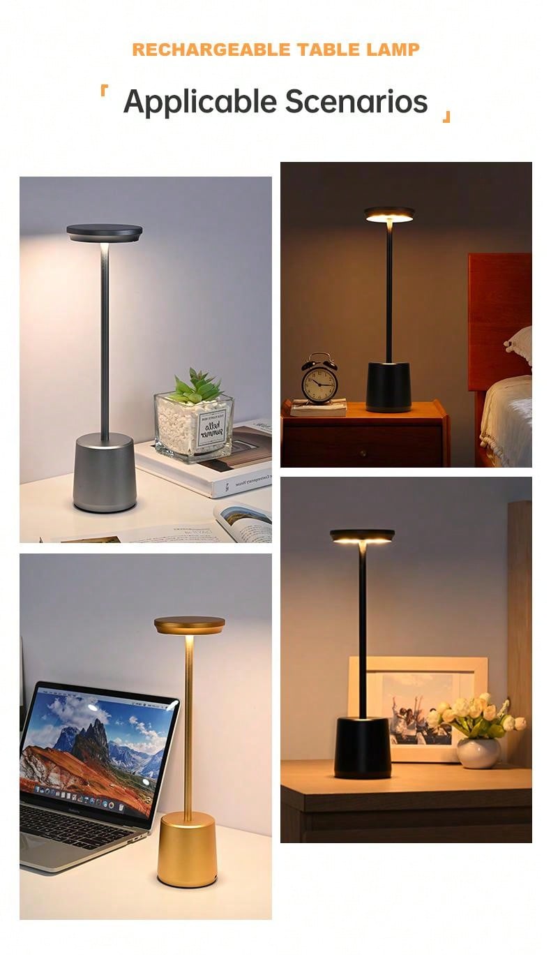 Gold Rechargeable Desk Lamp With Touch Control, 3 Color Modes ...