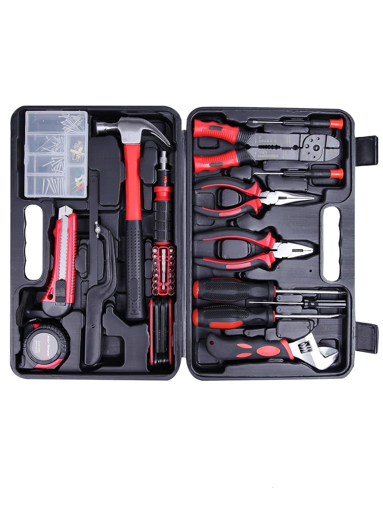CARTMAN 160 Piece General Household Hand Tool Set Kit with Plastic ...