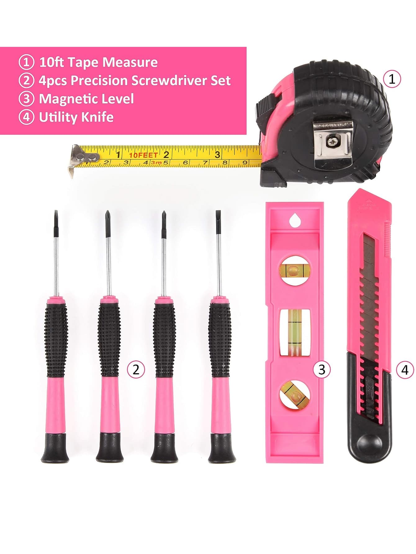 CARTMAN 52 Piece Tool Set Ladies Hand Tool Set with Easy Carrying Round ...
