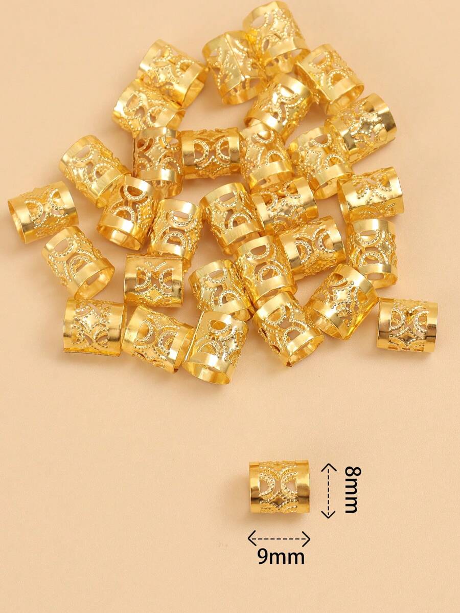 50Pcs Golden Hair Beads For Braids Adjustable Hair Extensions Micro ...