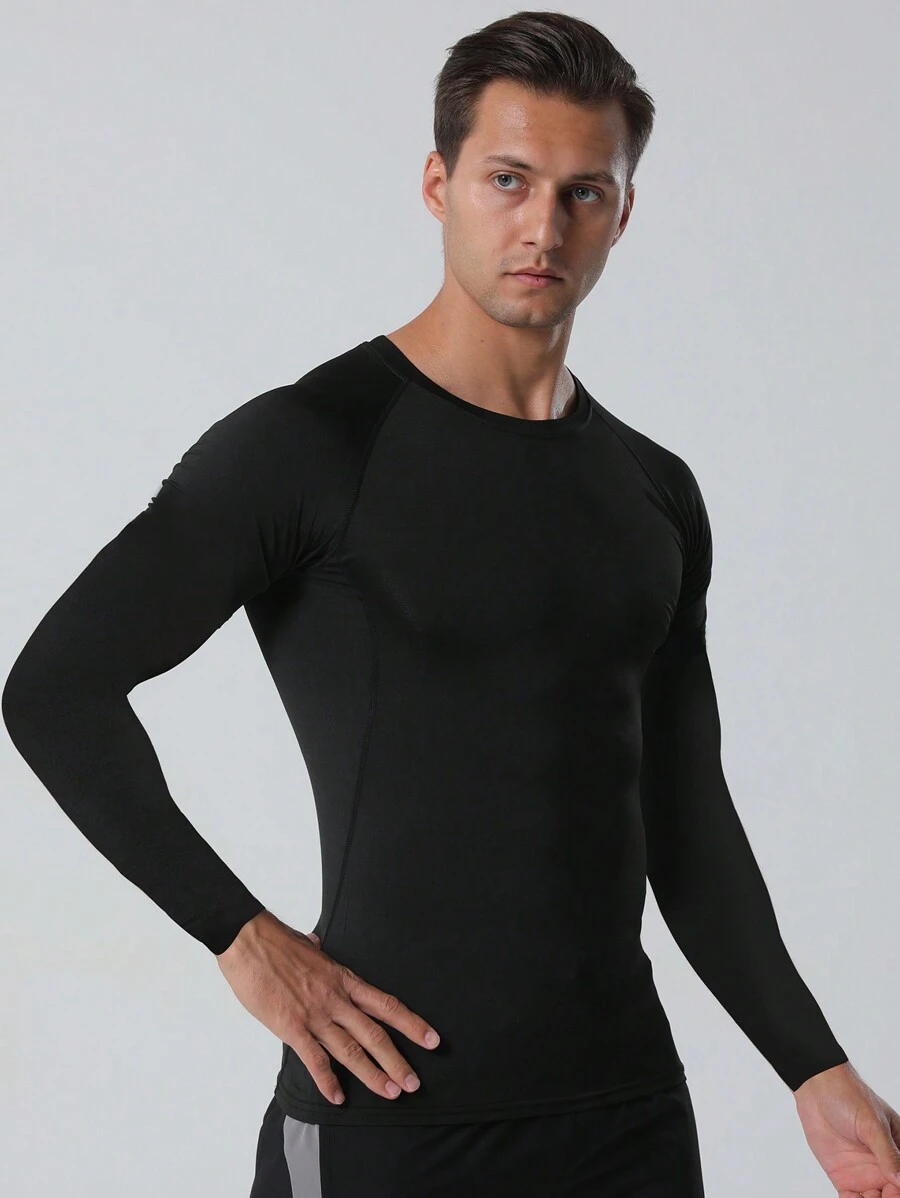 Men's Compression Long Sleeve Tee For Winter Fitness Workout, Running ...