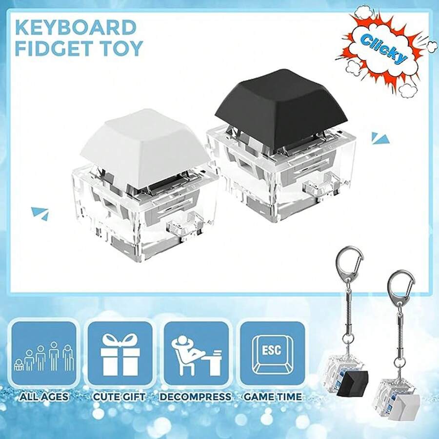 1pc Keyboard Styled Fidget Toy Keychain For Stress Relief And Anxiety ...