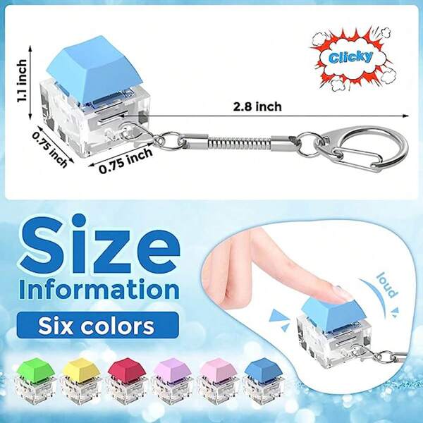 1pc Keyboard Styled Fidget Toy Keychain For Stress Relief And Anxiety ...