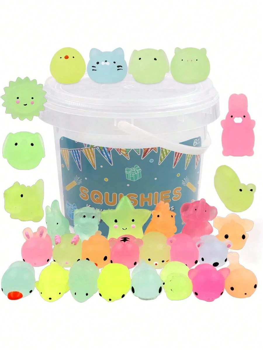 20 Packs Squishes Mochi Squishy Toys Glow in The Dark Party Favors ...