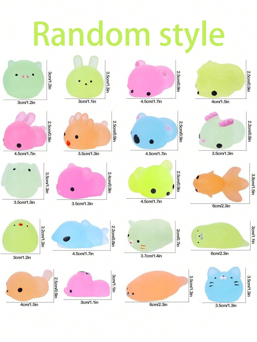 20 Packs Squishes Mochi Squishy Toys Glow in The Dark Party Favors ...