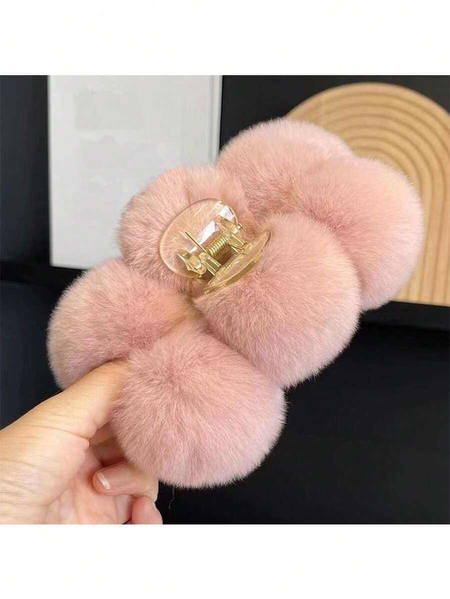 1pc Real Rex Rabbit Fur Ball Hair Clip | SHEIN USA