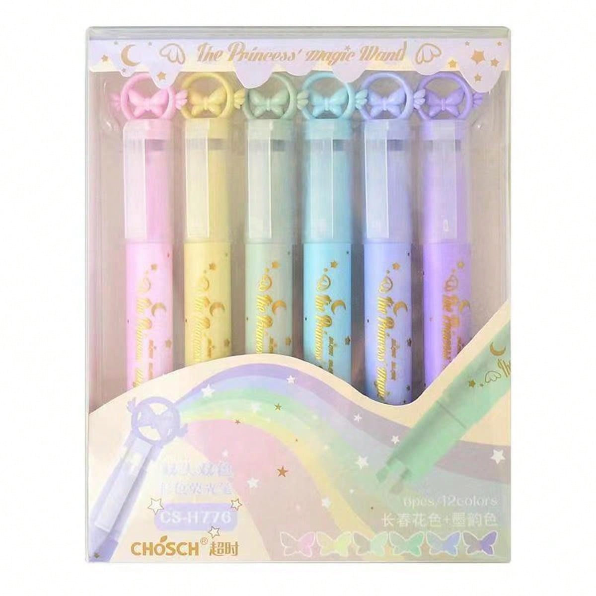 6pcs Dual Tip Dual Color Highlighters For Note Taking, Planner, Color ...