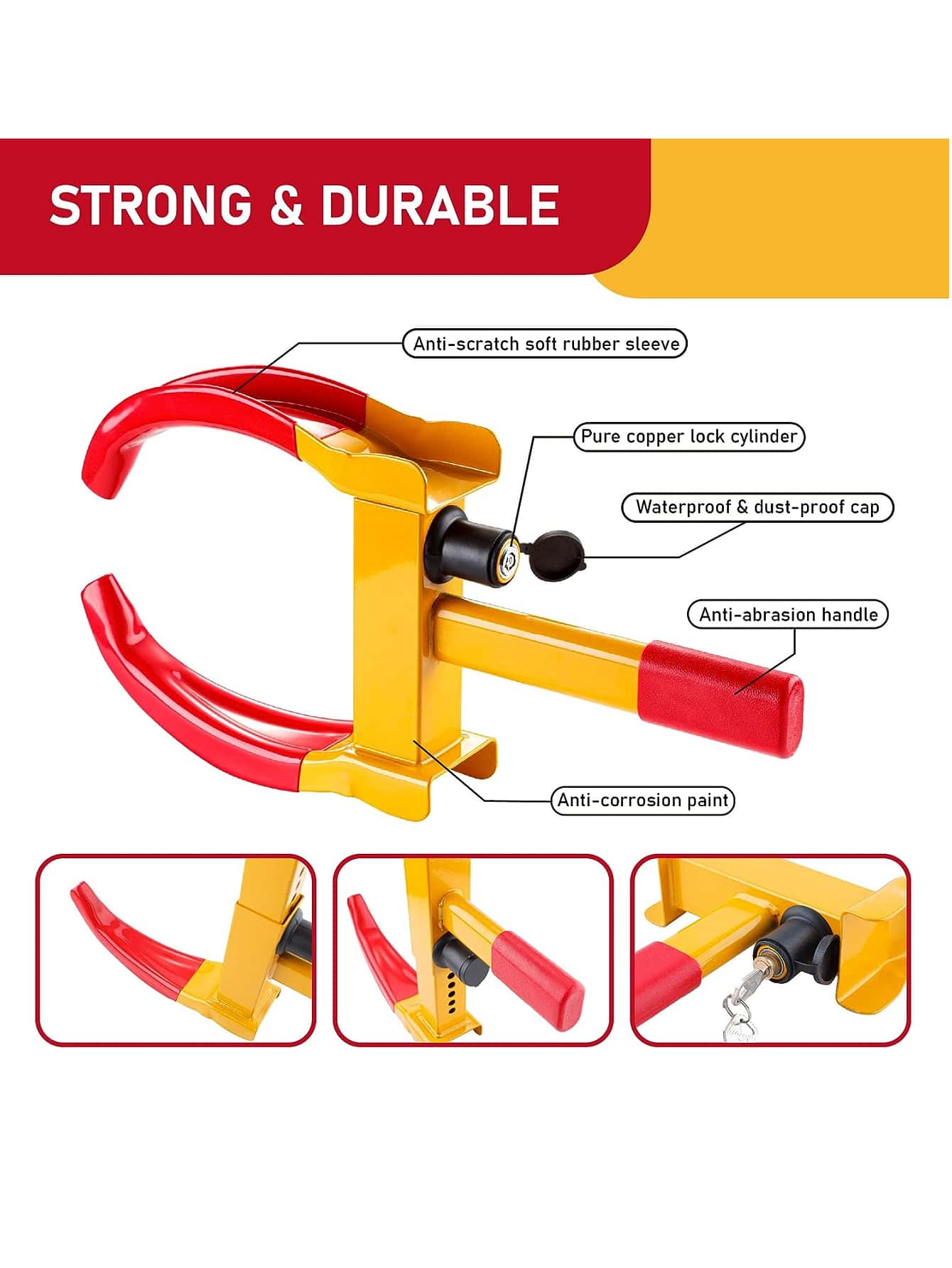 CARTMAN Heavy Duty Trailer Lock Wheel Clamp, Universal Security Tire ...