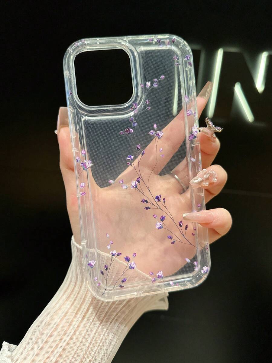 Floral Pattern Soft TPU Anti-Drop Phone Case For IPhone 13/15/16 Pro ...