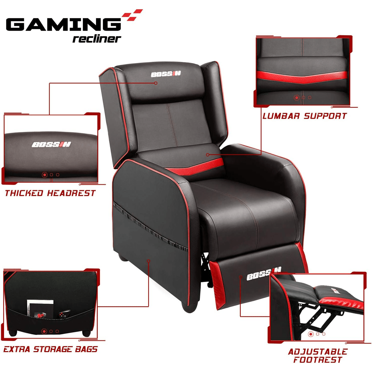 VITESSE Gaming Recliner Chair for Adults PU Leather Home Theater ...