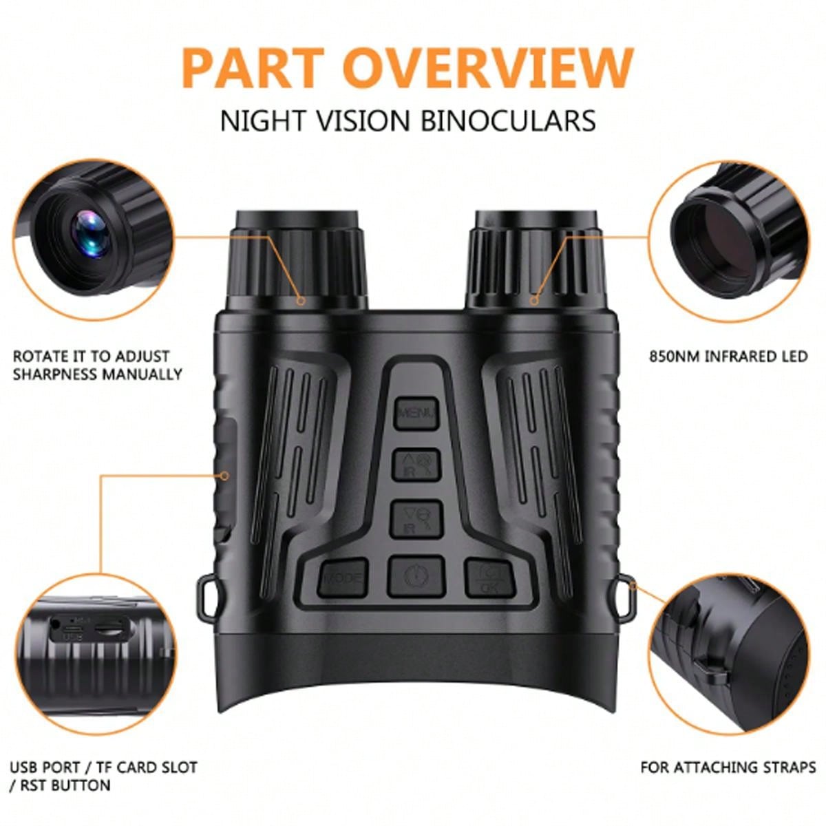 Nv2180 Night Vision Binoculars With Infrared Eyepiece, 4k Video And ...